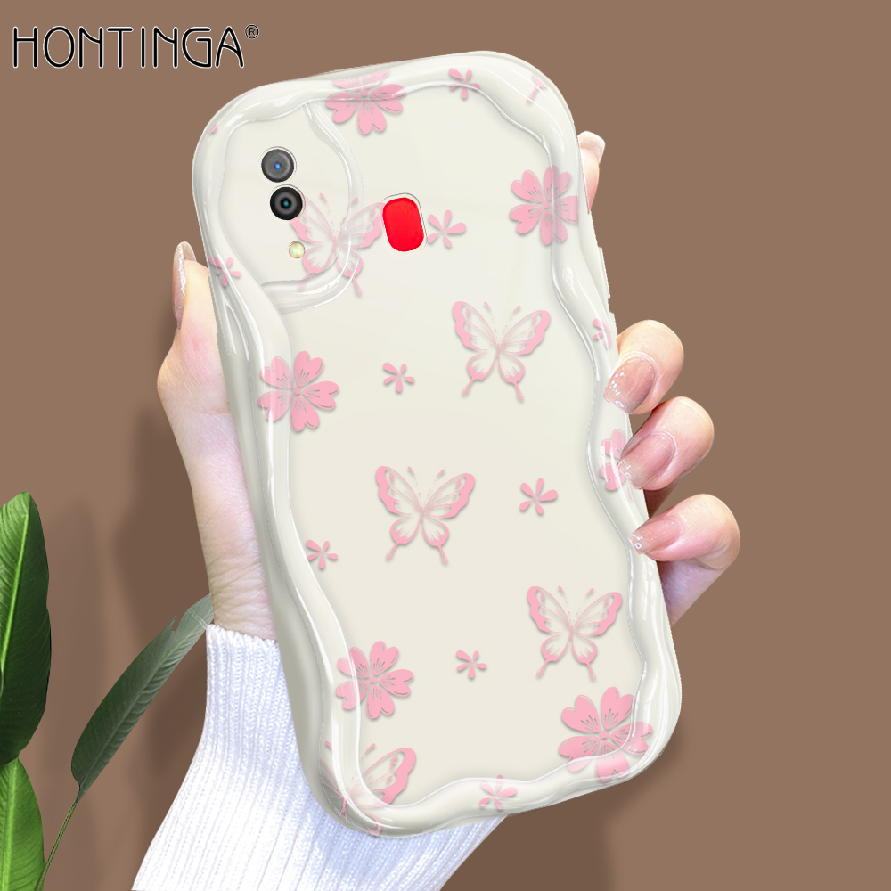 Hontinga for Samsung A20 A30 Back Cover Pink Butterfly Flowers Phone ...