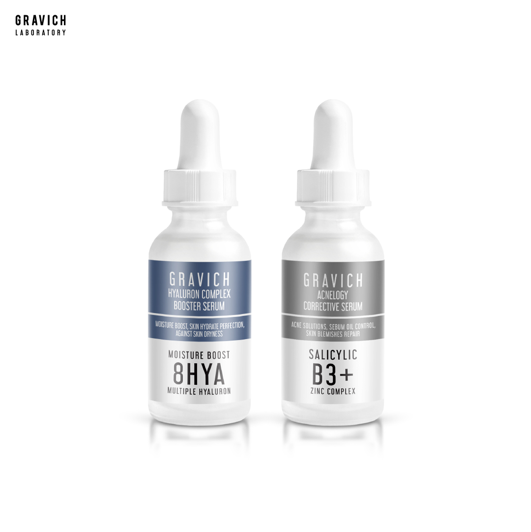 GRAVICH Set Anti-Acne for Dehydrated Skin (Acnelogy SerumHyaluron Serum ...
