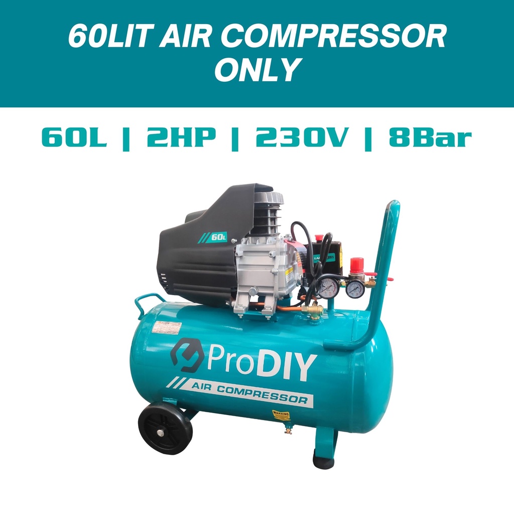 60 Litre Tank Air Compressor 2HP 8Bar 192L/min 60L Kompresor Angin ...