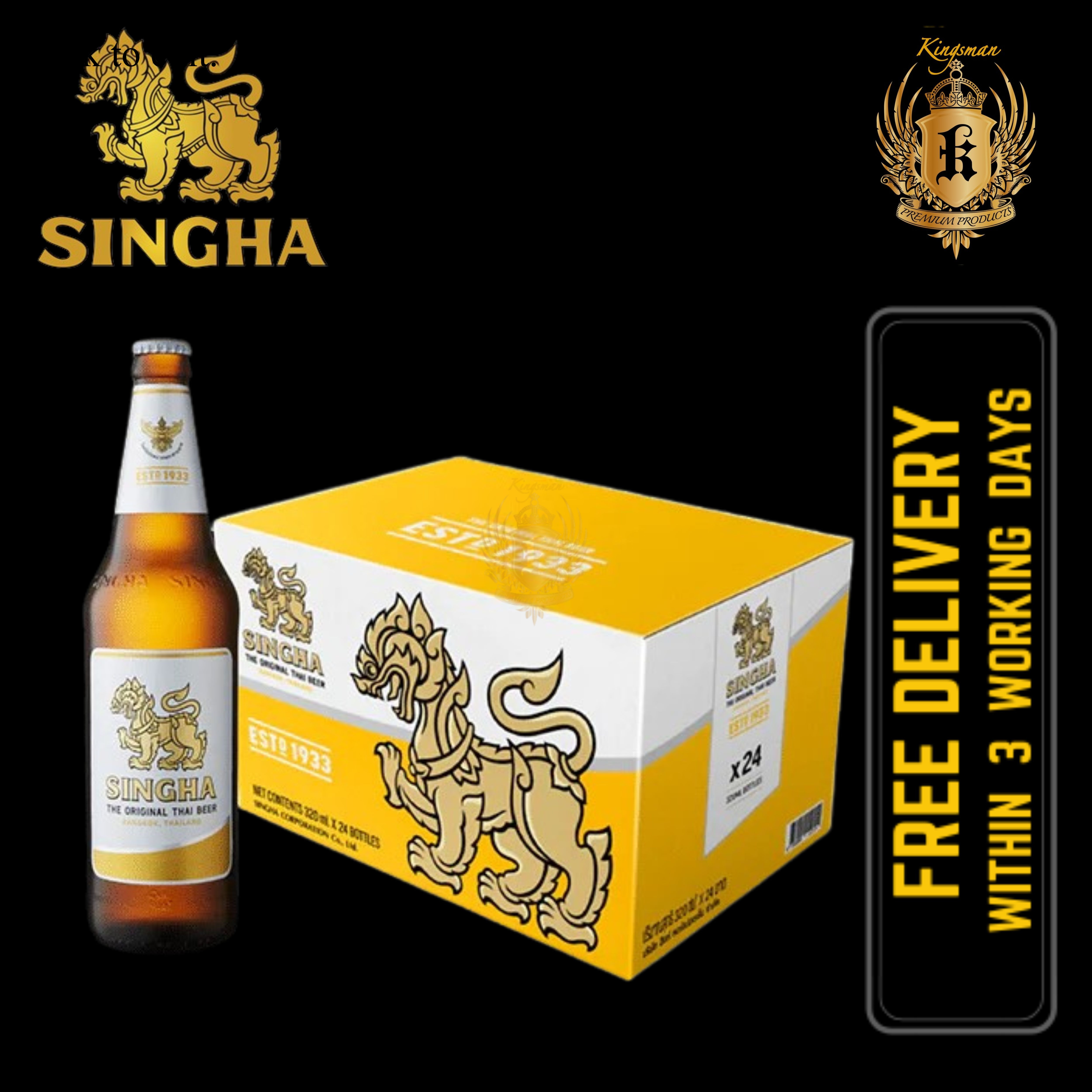 Singha Premium Lager Beer Pint 24 x 320ml (BBD: Jun 2024) | Lazada Singapore