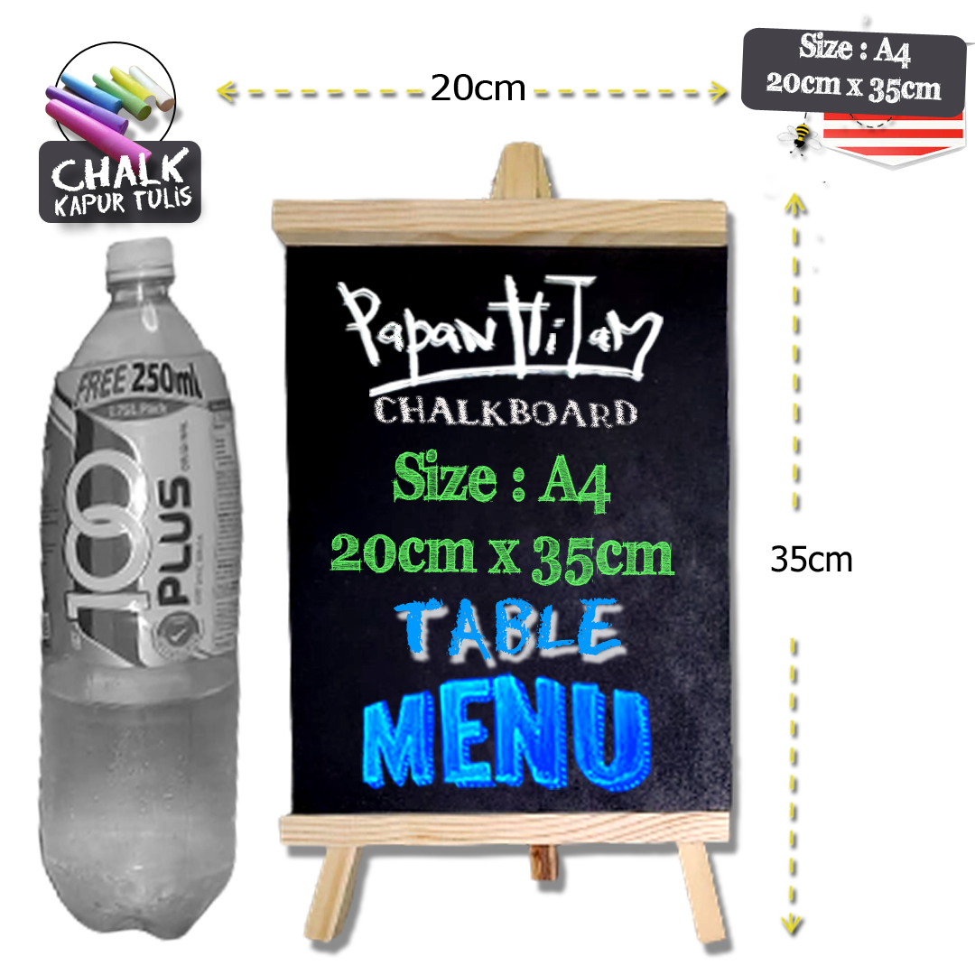 Table Menu Board Wood ChalkBoard Blackboard Papan Hitam Cafe Canteen ...
