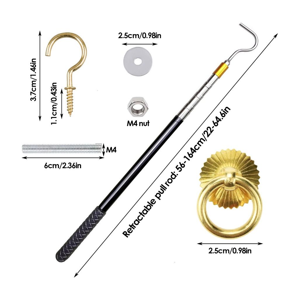 Practical Stainless Steel Attic Ladder Pull-Down System Kit Extends ...
