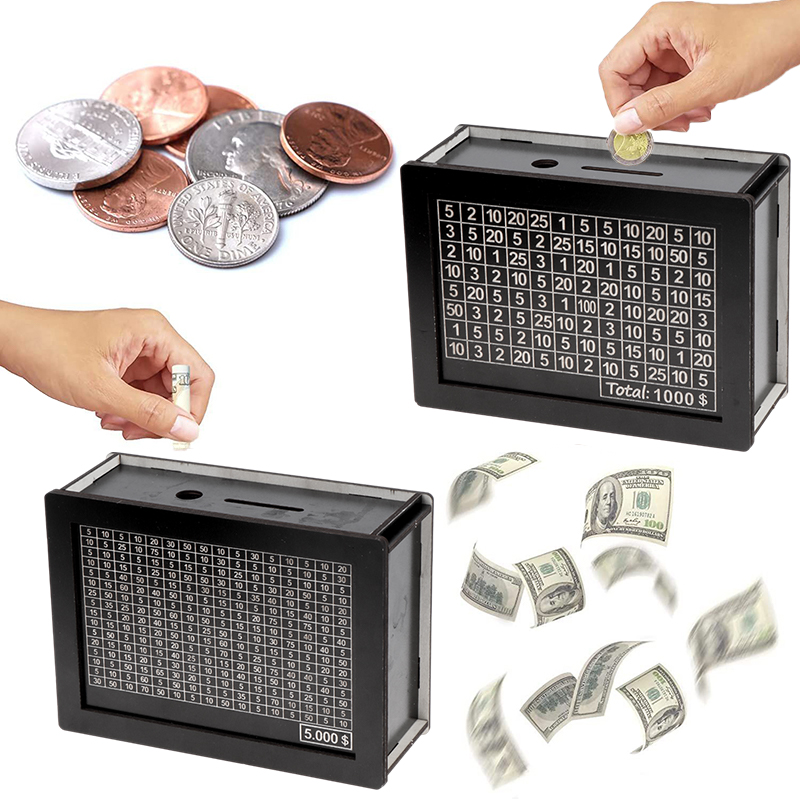 USD Black Reusable Piggy Bank With Money Goal Counter Piggy Bank DIY ...