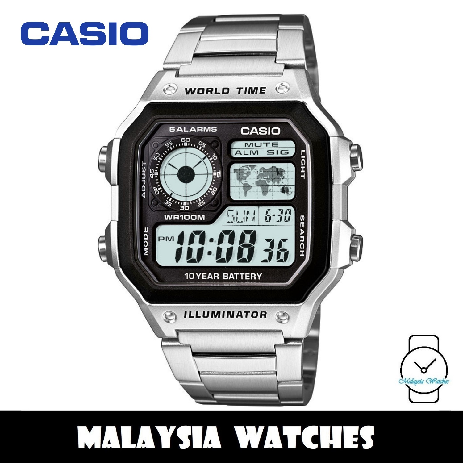 (100% Original) Casio AE-1200WHD-1A Youth Digital 10 Years Battery Life ...