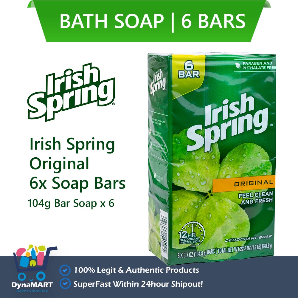 Irish Spring Original Bar Soap 6 Bars Pack Feel Clean & Fresh Deodorant ...