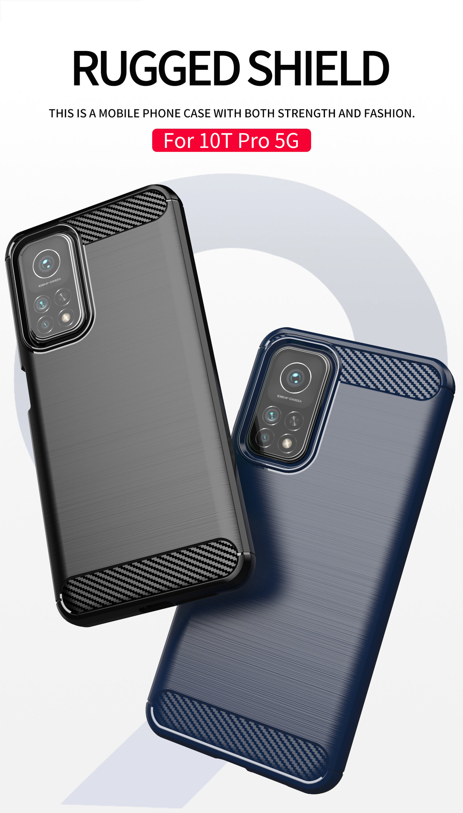 tzmar for Xiaomi Mi 10T / 10T Pro Case Cover Carbon Fiber Brushed TPU ...