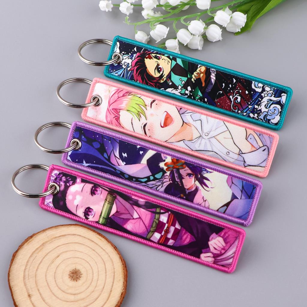 Cool Man Embroidery Key Fobs Keychains for Women Anime Key Tags Keyring ...