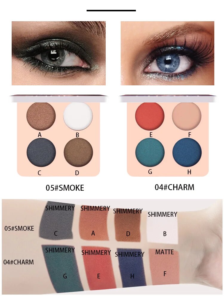 4 Colors Eyeshadow Palette Earth Color Dark Blue Red Eye Shadow Palette ...