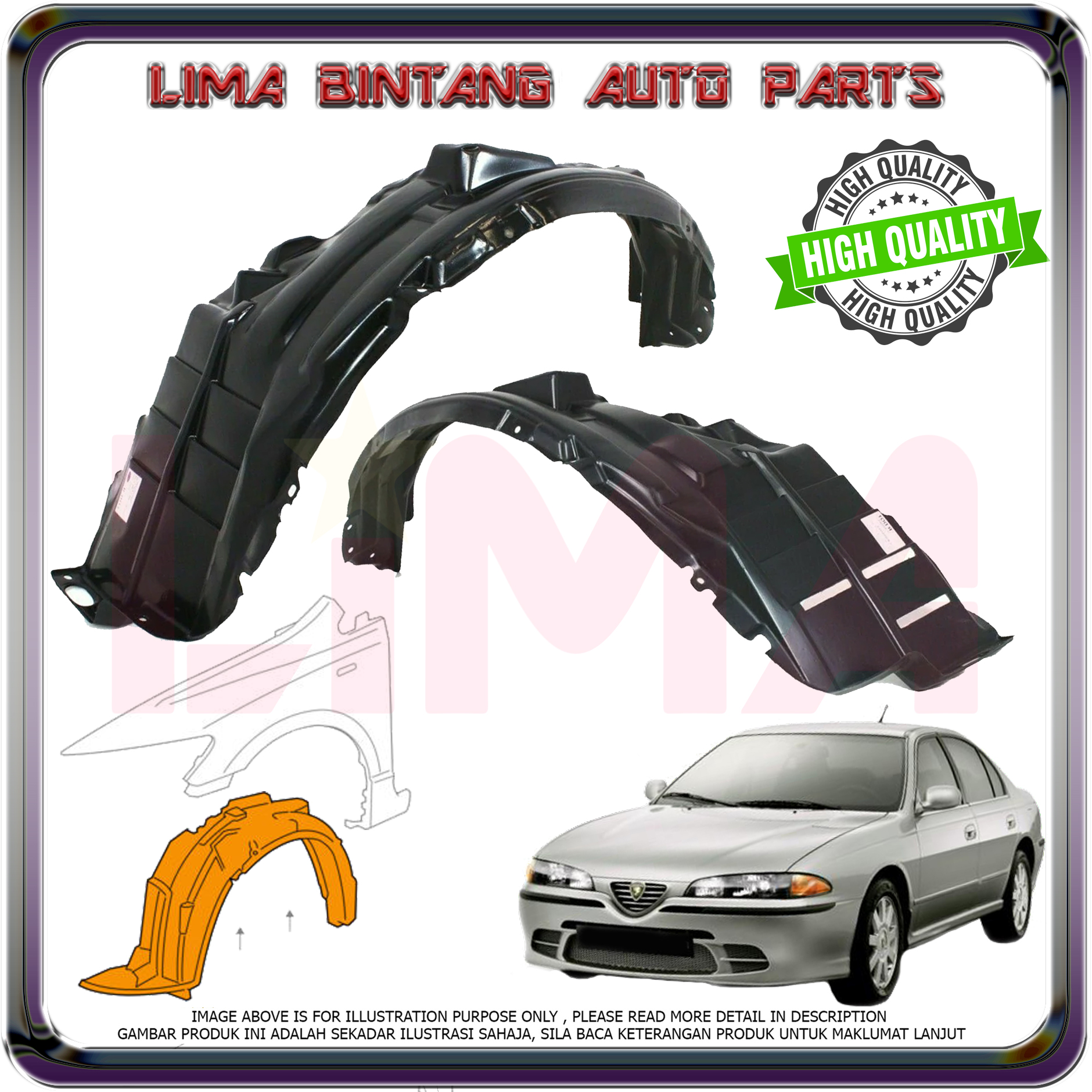 Proton Perdana Sei , V6 Front Fender Protector , Fender Liner Cover ...