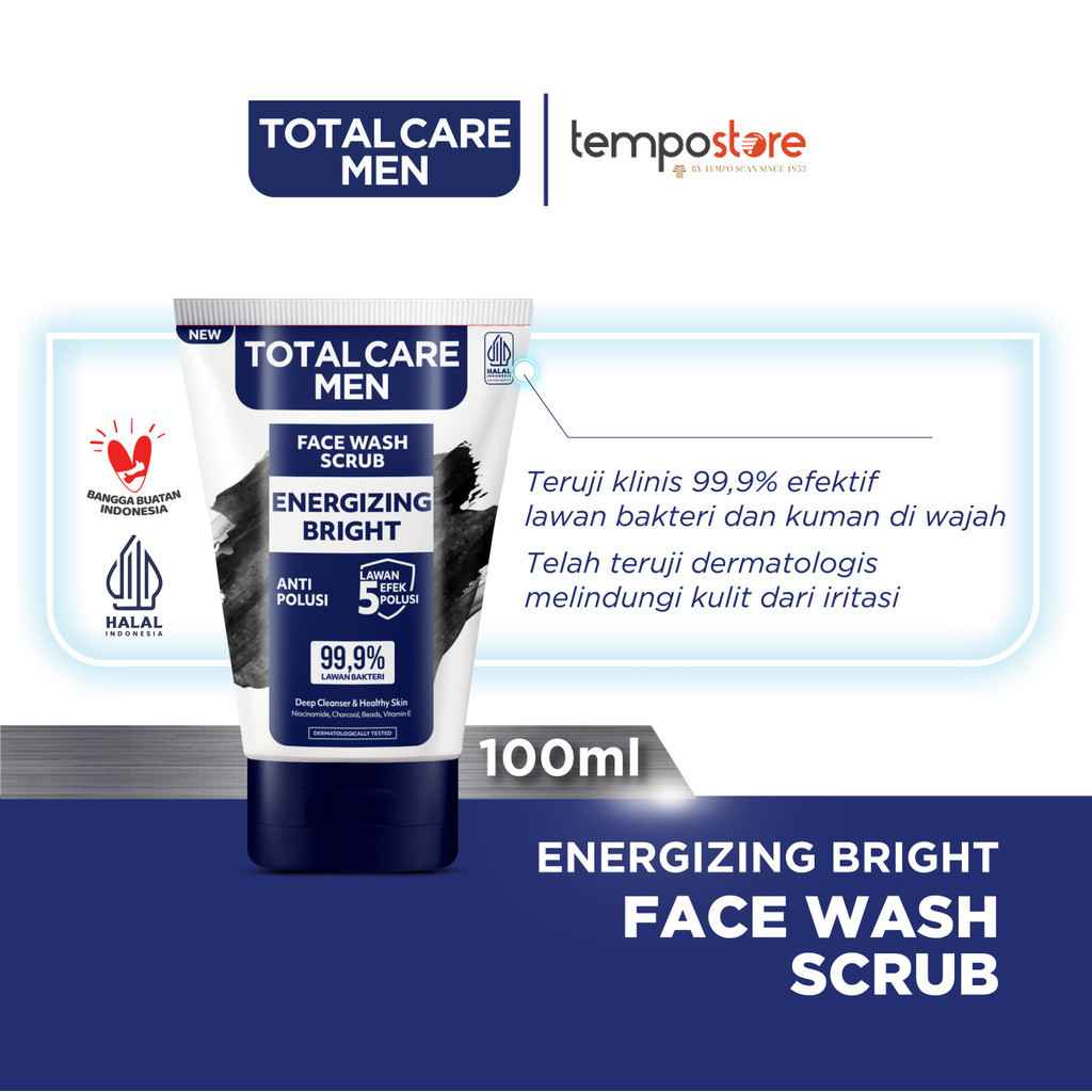 Total Care Men Face Wash Scrub Energizing Bright 100ml | Lazada Indonesia
