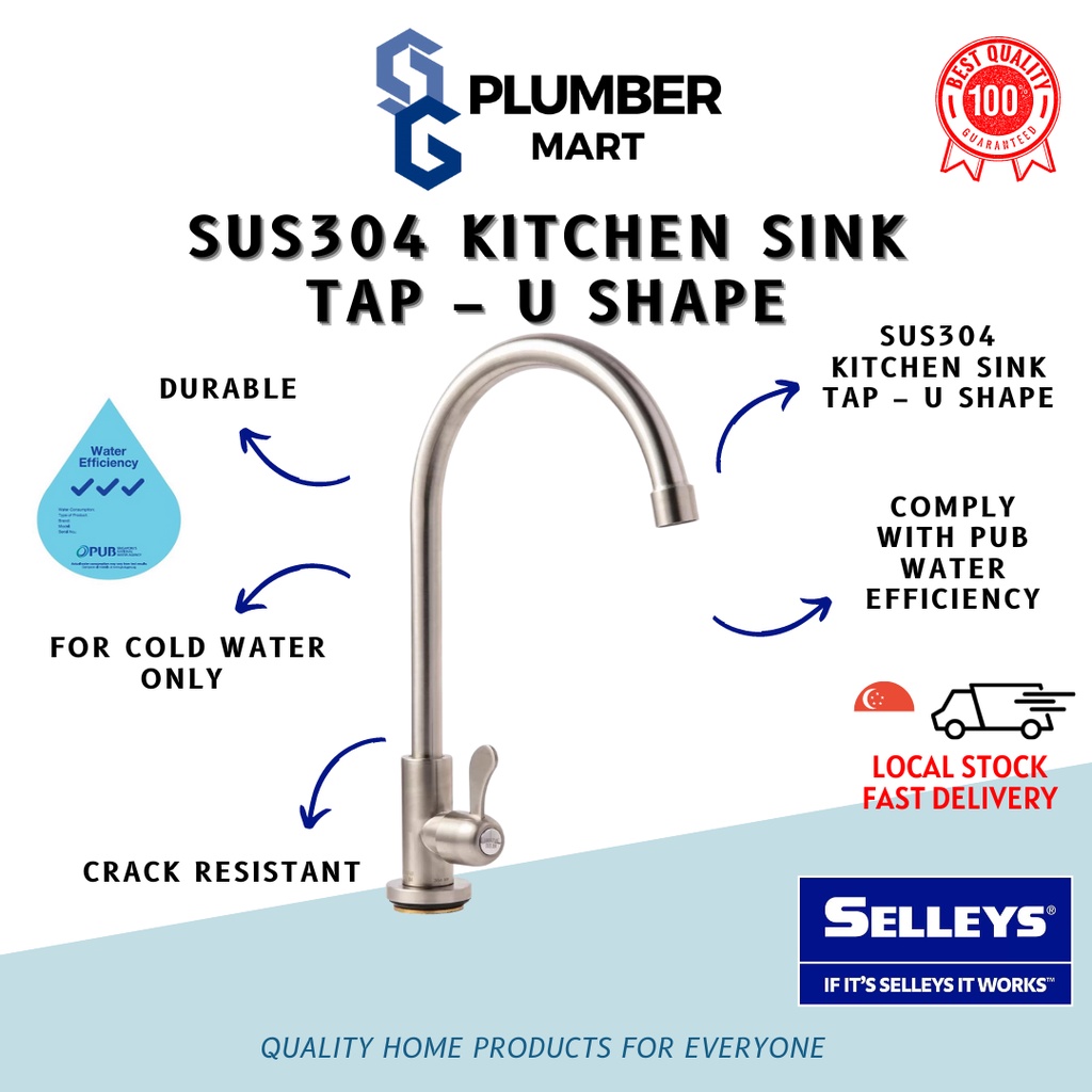 【SG】 SG Plumber Mart | Selleys SUS304 Kitchen Sink Tap – U Shape ...