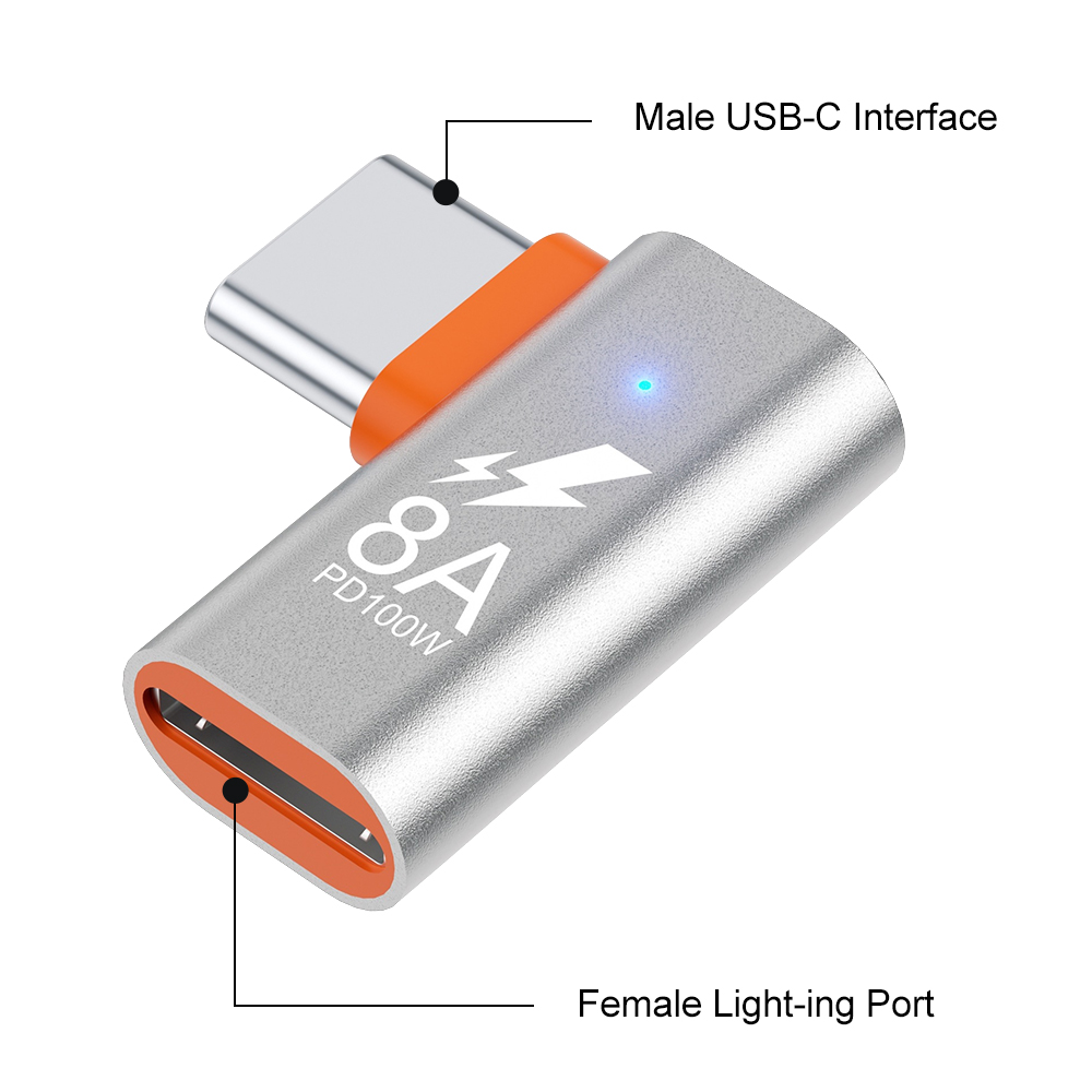 FONKEN PD100W USB C Elbow Adapter Fast Charger Type-C Male To iOS ...