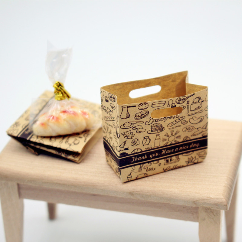2Pcs 1/12 Dollhouse Mini Empty Bread Bag Cowhide Paper Bag Model ...