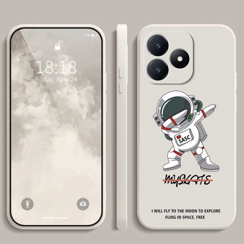 Realme C61 C 61 Astronaut NASA Liquid Silicon Case All-Inclusive Lens ...