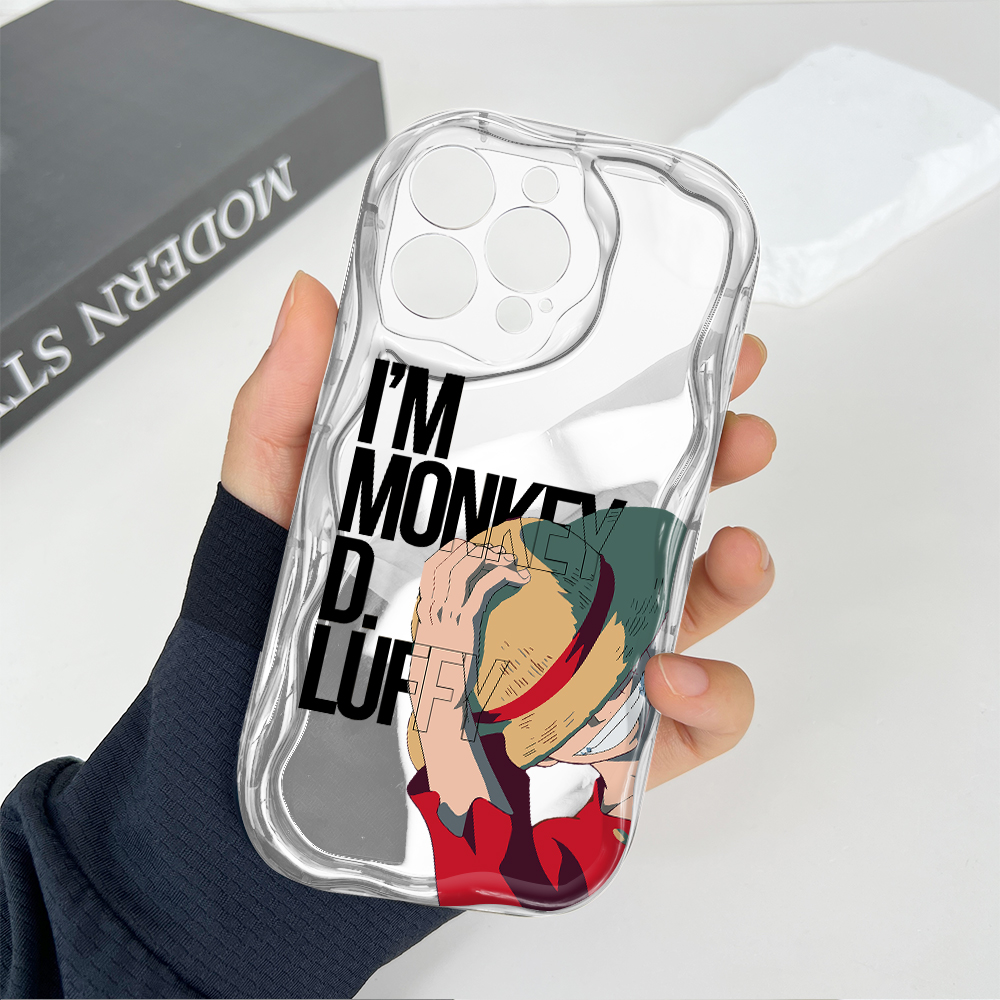 Jizetin for Samsung A24 4G Back Cover One Piece Luffy Cream Wavy Edge ...