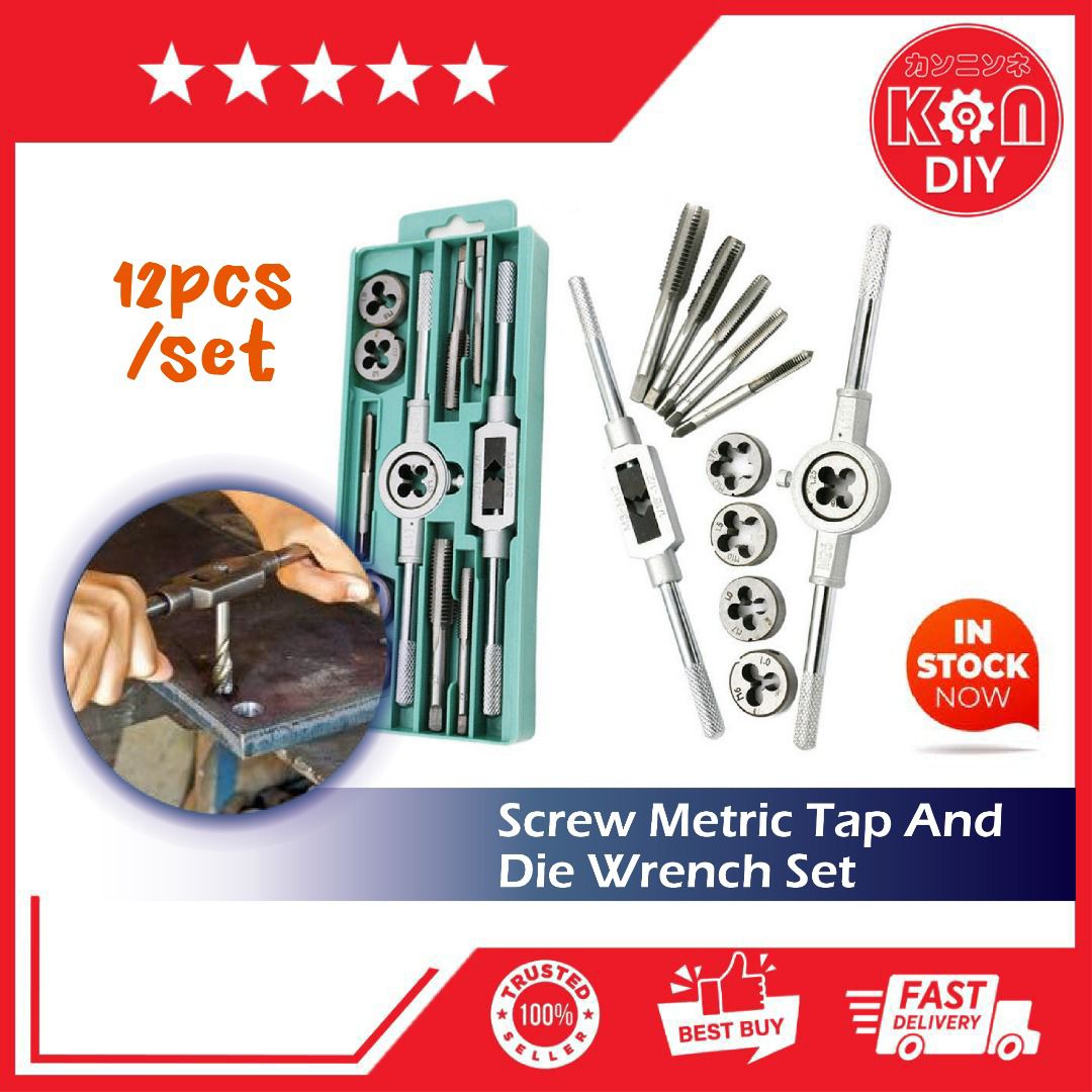 KNN-DIY 12Pcs Screw Extractor Tap And Die Set Metal Tap Screw Thread ...