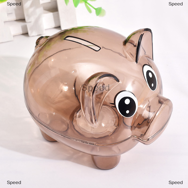 Speed Openable Saving Box Clear Lovely Bank Coin Money Cash Kid Plastic ...