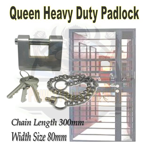 Queen Heavy Duty Padlock Pad Lock Stainless Steel with 3 keys/ Gate ...