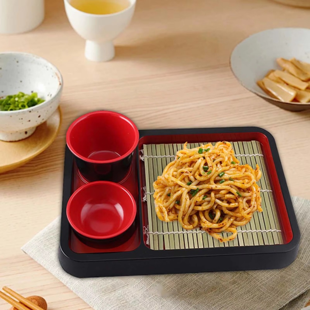 Kitchen Supply Japanese Style Cold Noodle Dish with Bamboo Mat ...