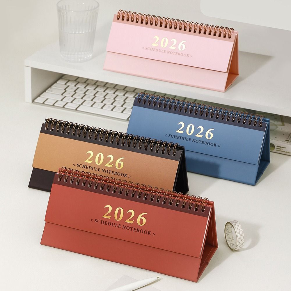 Monthly View 2026 Desktop Calendar 2026 Standing Flip Calendar Spiral ...