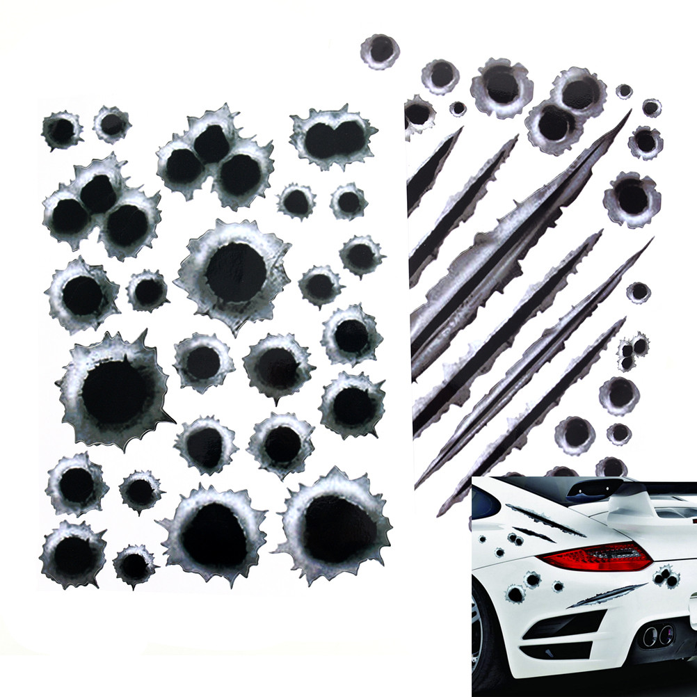 【Hottest Trends】FasCar Styling 3D Fake Bullet Hole Shots Funny Car ...