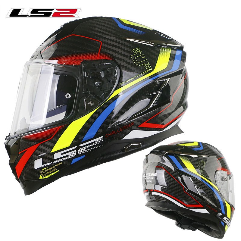 LS2 Motorcycle Carbon Fiber Helmet FF327 Dual Lens Full Helmet Anti Fog ...