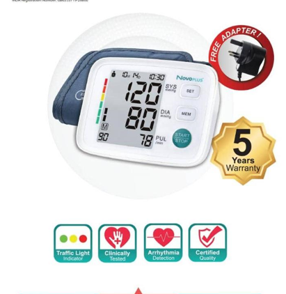 NovoPlus BP Blood Pressure Monitor U80EH(FREE Adapter with 5 Years ...