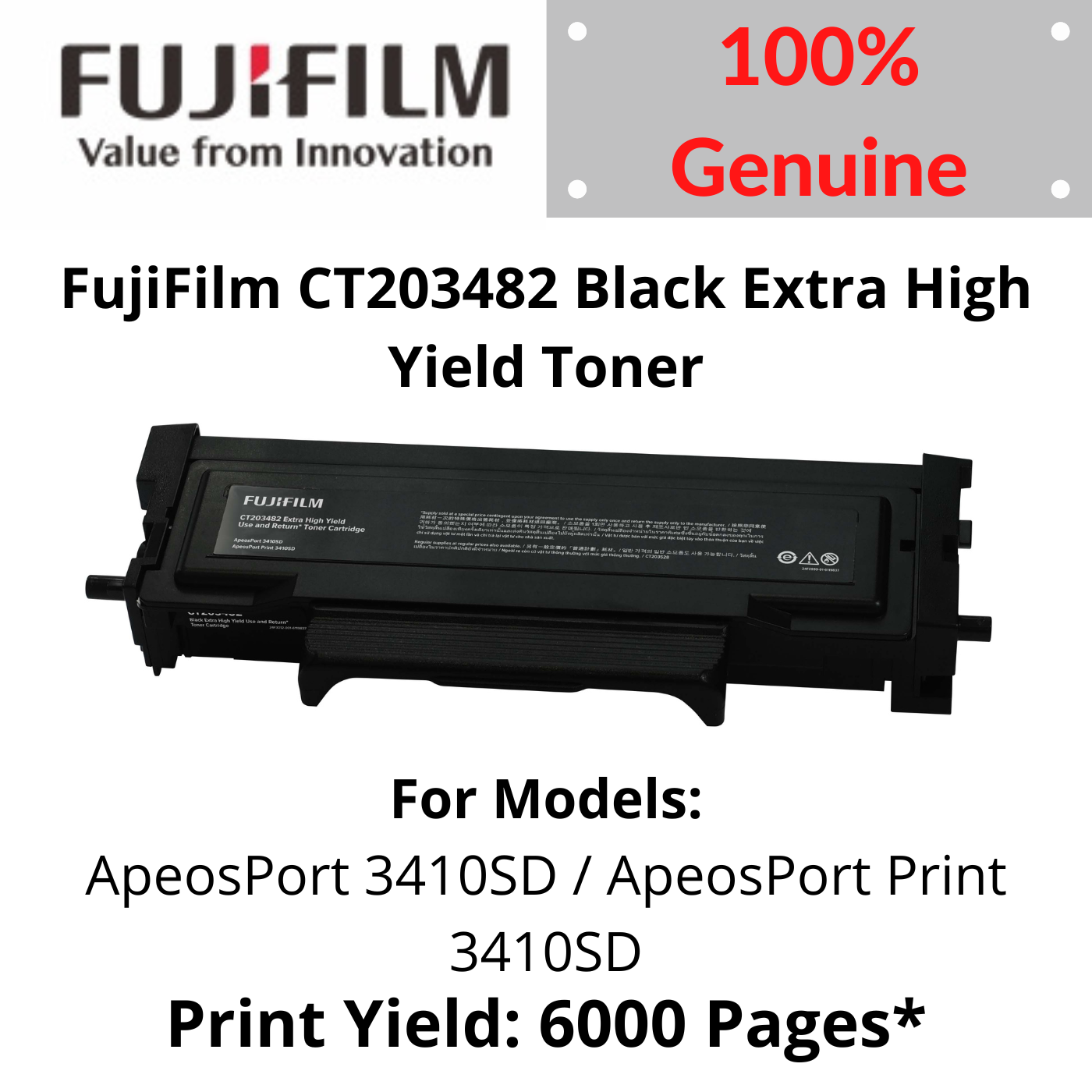 Fujifilm Black Extra High Yield Use and Return Toner Cartridge CT203482 ...