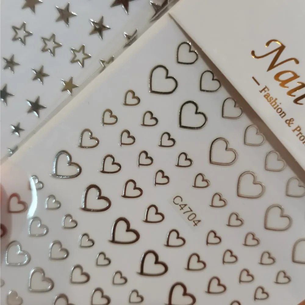 BeliefMelief Profesional Metallic Silver Mirror Effect Nail Stickers 3D ...