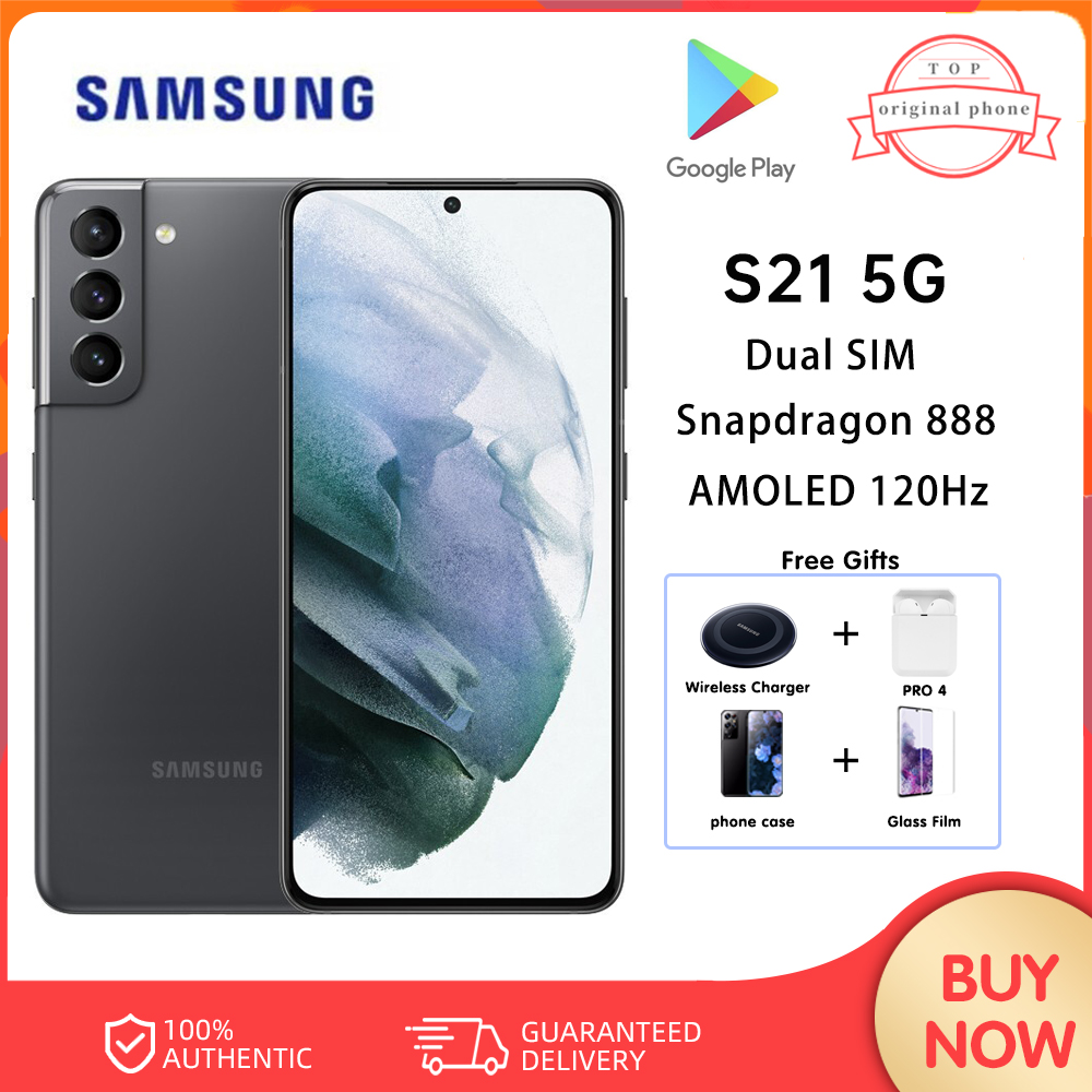 Samsung Galaxy S21 5G Dual SIM 8GB RAM + 128GB/256GB ROM AMOLED 120Hz Smartphones Android 11 Li ...