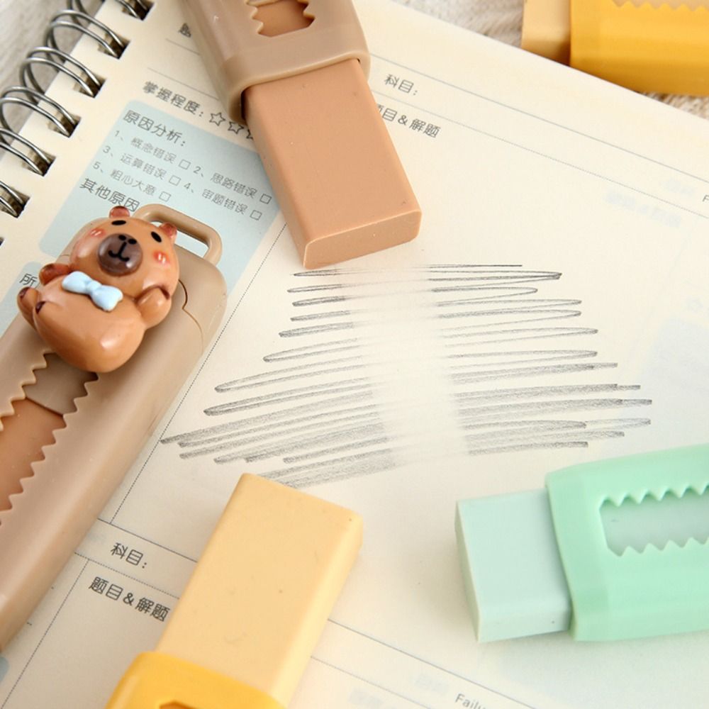Stationery Retractable Capybara Eraser Wiping Aesthetic Push Pull ...