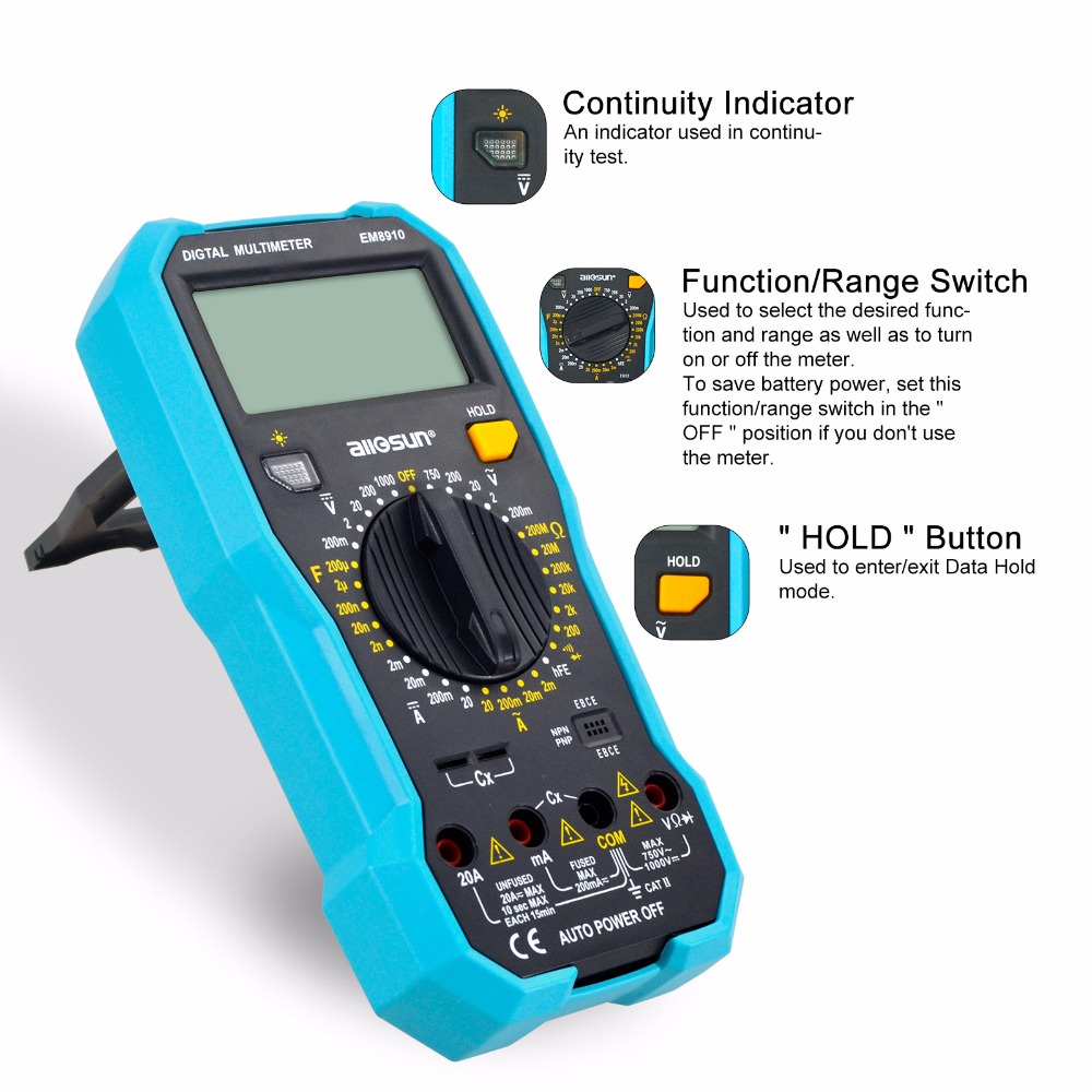 【Good sharing!】ALL SUN EM8910 Digital Multimeter Multi tester Backlight ...