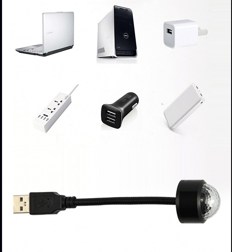 1Pc Mini USB Party Colorful Light Sound Activated Rotating Party Lights ...