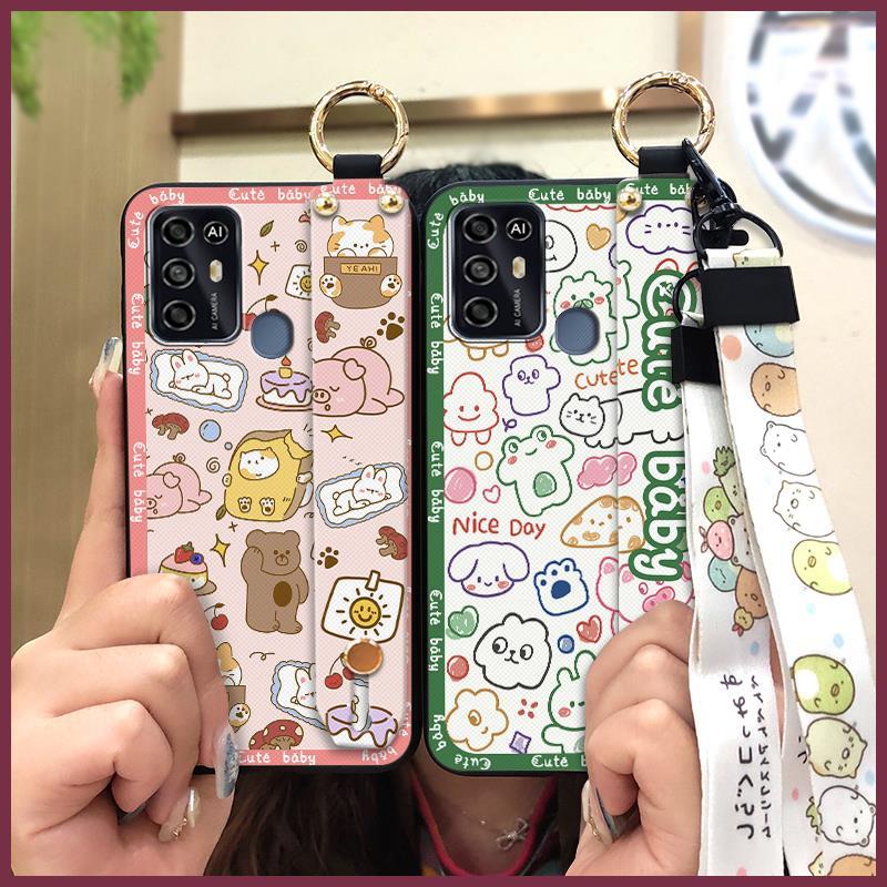 Lanyard Kickstand Phone Case For ZTE Blade A52 Cute Back Cover Dirt ...