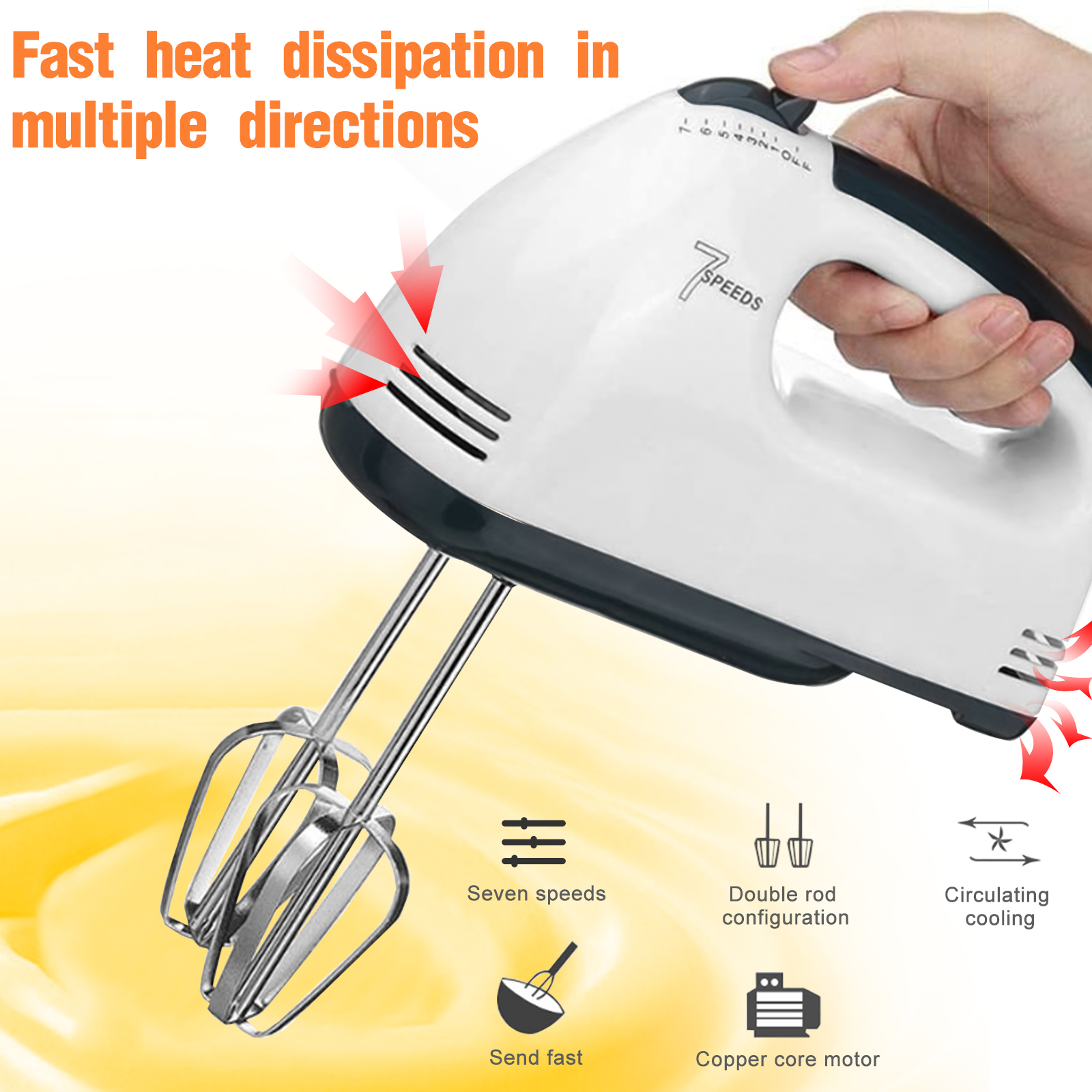 【3d41dddf】Manual Mini 7 Speed Dough Hand Mixer Food-Blender ...