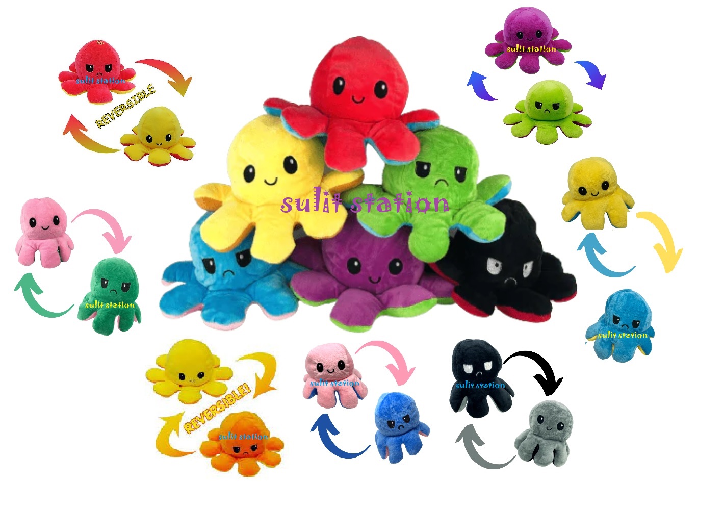 OCTOPUS REVERSIBLE TRANSFORMERS STUFFED STUFF PLUSH PLUSHIE DOLL TOYS ...