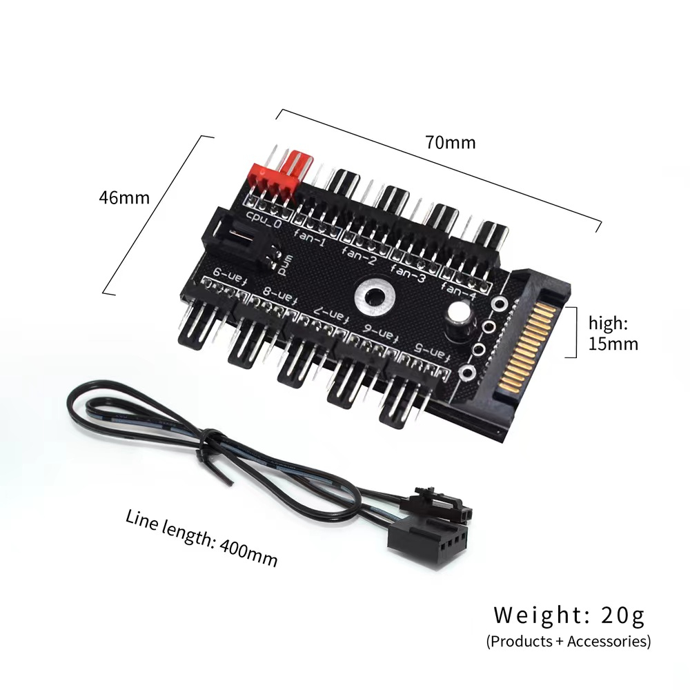 Speed Controller Adapter PC 1 to 10 4Pin PWM Cooling Fans HUB Cooler ...