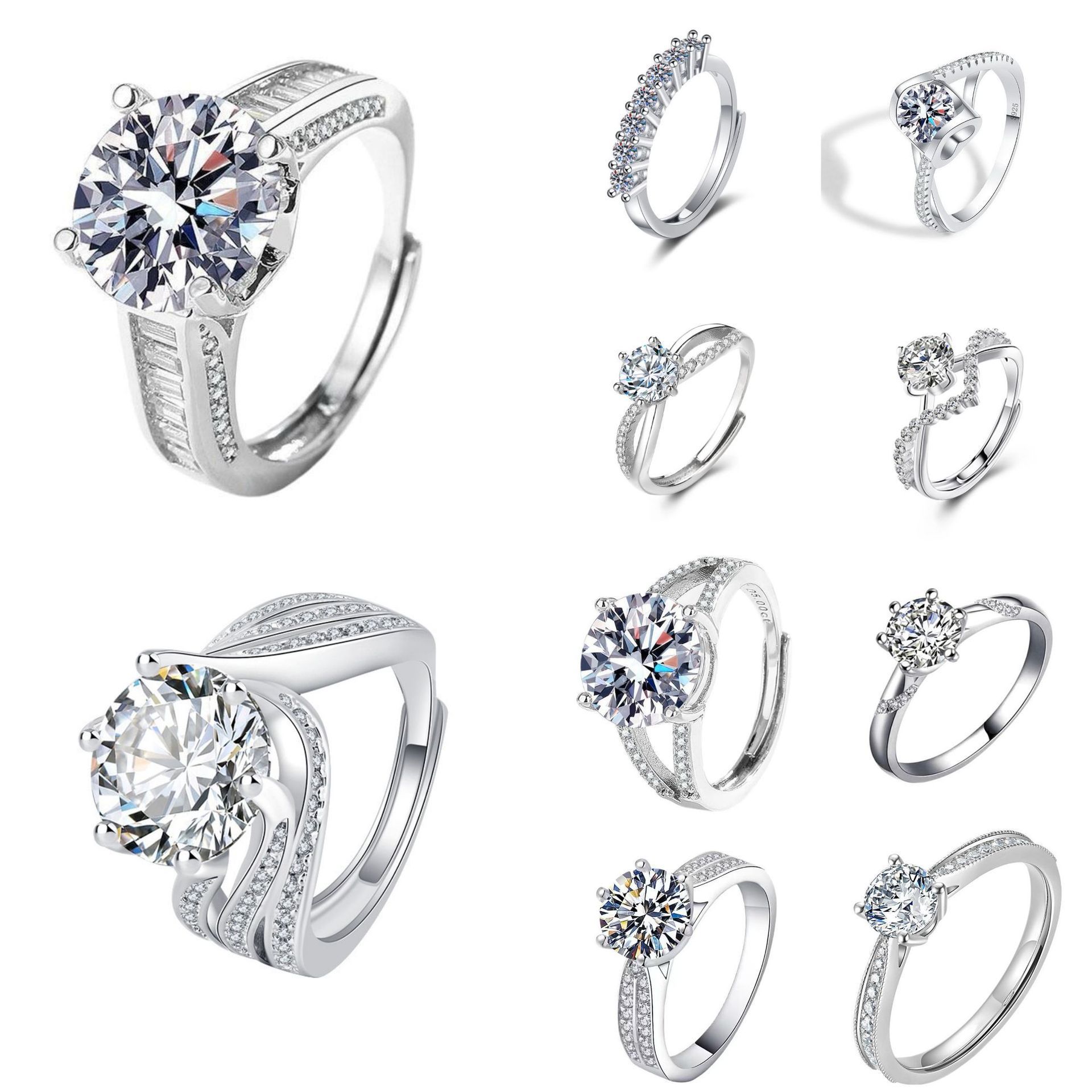 Simulation Four Claw Imitation Moissanite Ring Women's 1 karat Eight ...