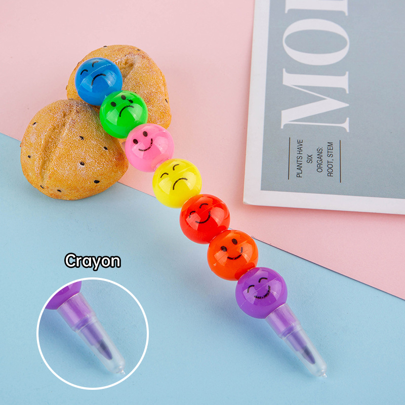 🔥chageey👍 Tanghulu Seven-section Pencil Smiley Face Graffiti Crayon ...