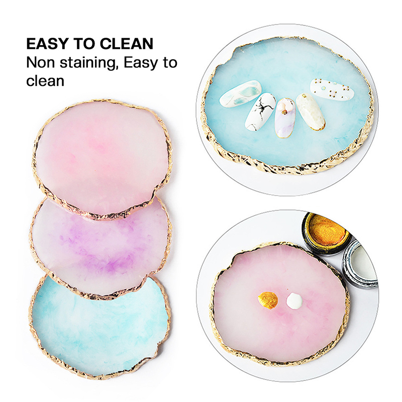 Resin Agate Stone Nail Art Palette False Nail Tips Mixing Color Drawing ...