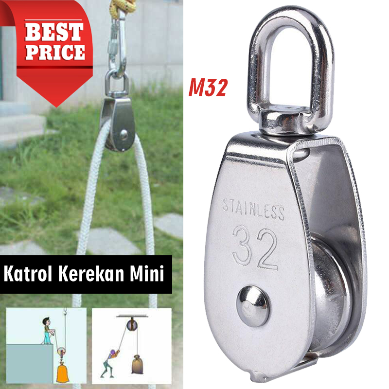 Katrol Kerekan Mini Serbaguna Swivel Pulley Stainless Steel M32 ...