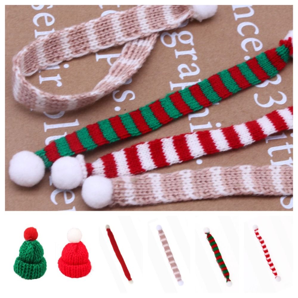 Cute Neck Scarf :12 Doll Clothes Cap Pretend Play Christmas Doll Scarf ...