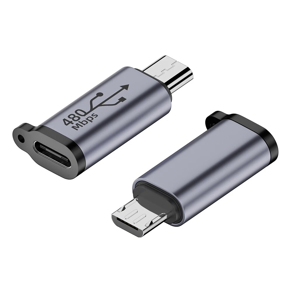 2Pcs Type C Female To Micro USB Male Converter 480Mbps Micro USB Female ...