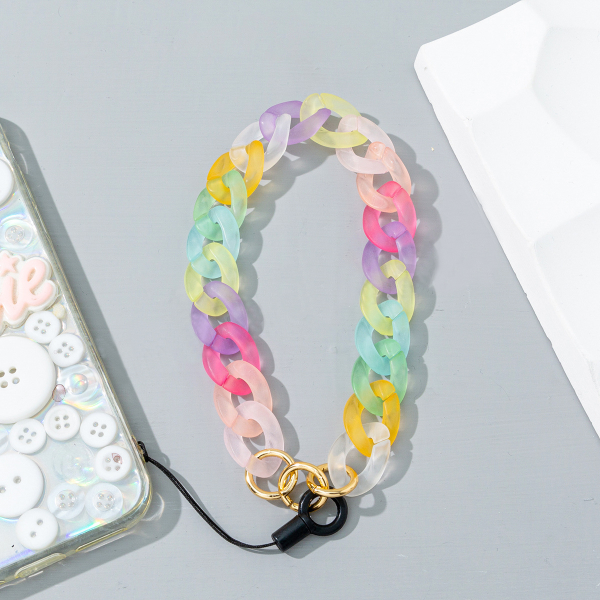 Fashion Colorful Acrylic Lobster Clasp Mobile Phone Chain Hanging Cord ...