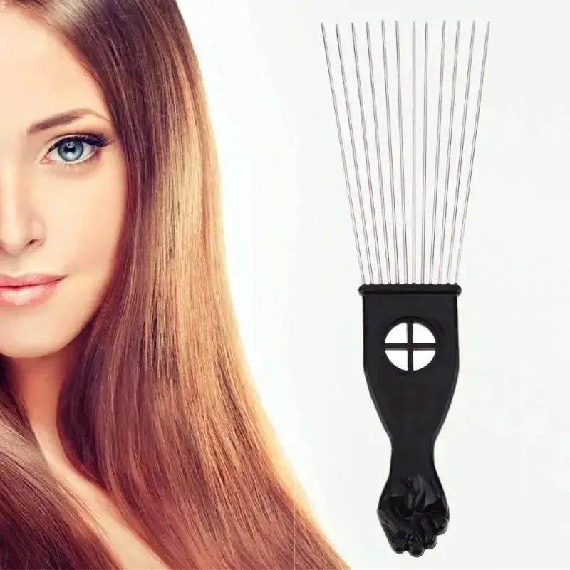 1 Piece Afro Fork Comb Stainless Steel Wide Teeth Hairdressing Brush ...