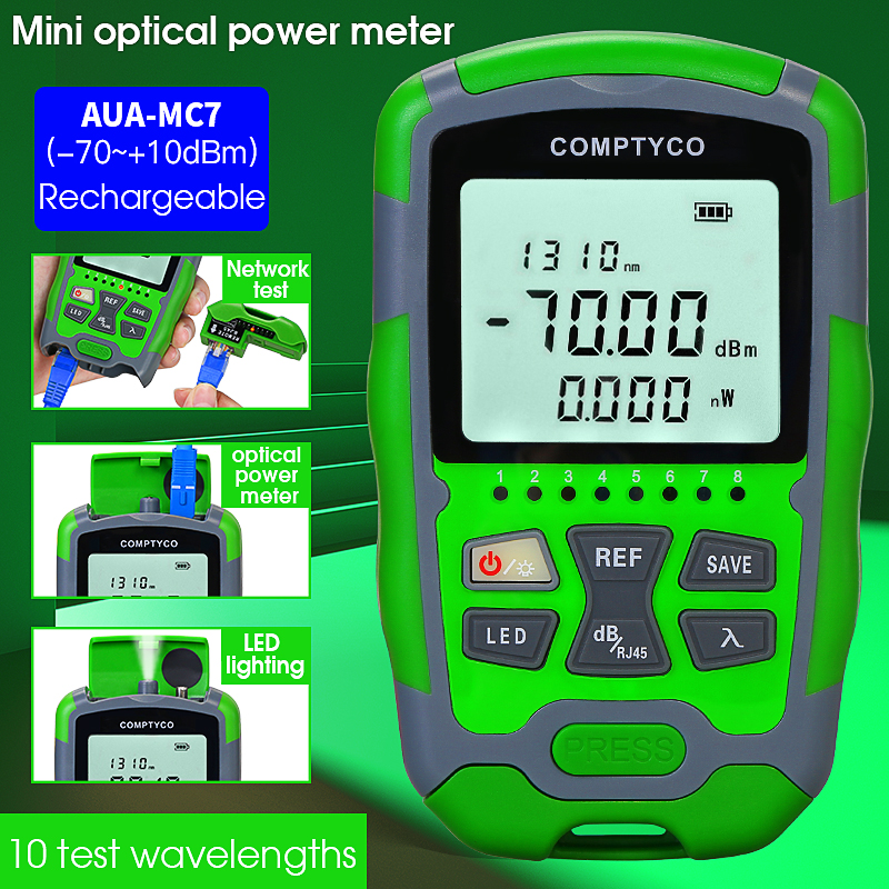 Comptyco three in one FTTH Optical fiber power meter aua-mc7 / MC5 LED ...