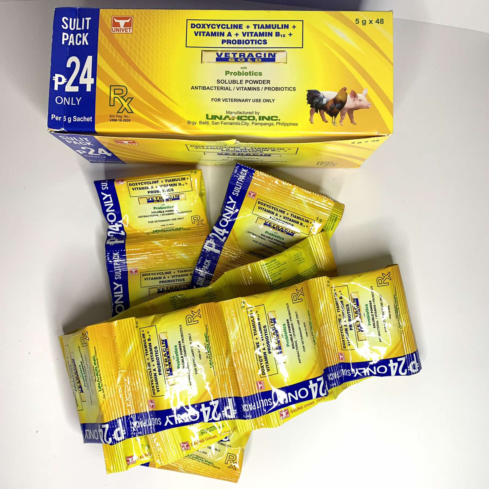 [FCR AGRIVET] 24 Sachet Vetracin Gold with Probiotics Powder 5grams ...
