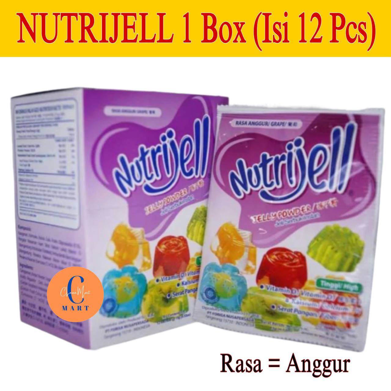 Nutrijel Jelly Instant 10gr Rasa Anggur Kemasan Ekonomis 1 Pack / 12 ...