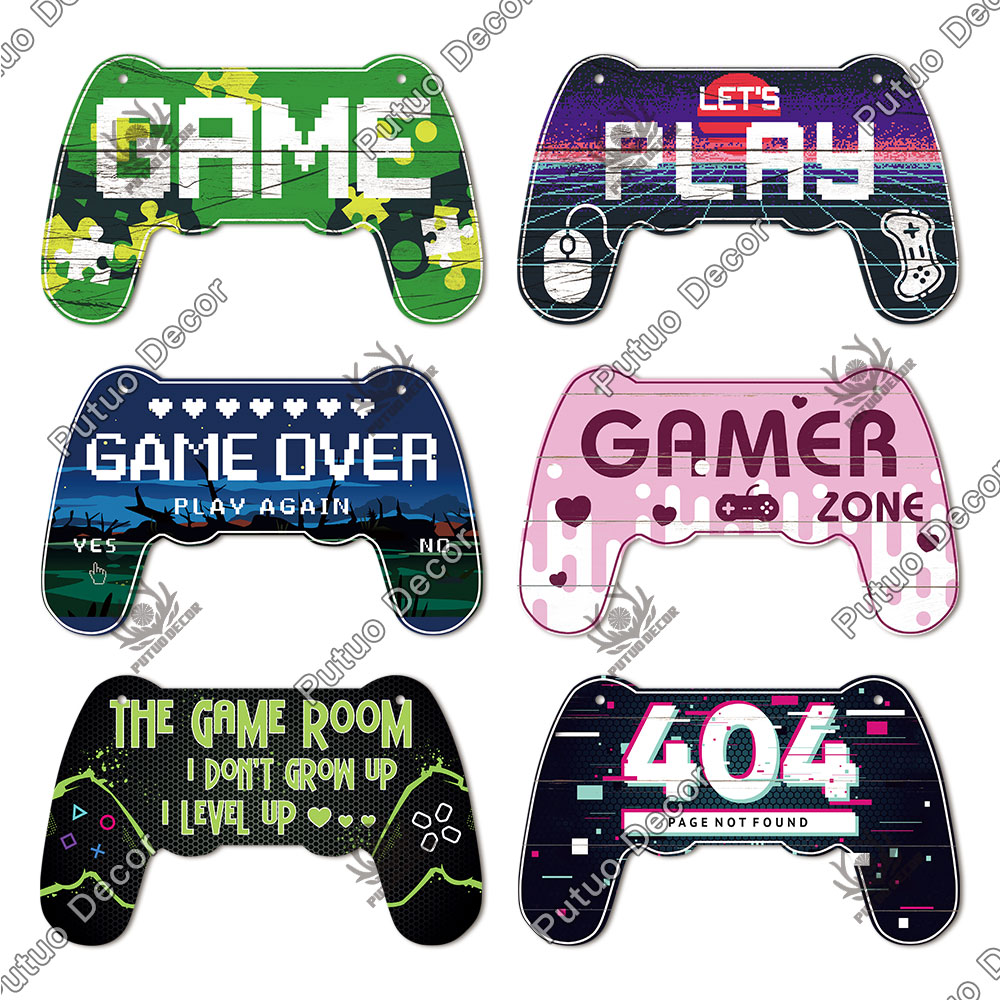 Game Plaques Irregular Sign Wood Hanging Signs For Xbox Game Room Man ...