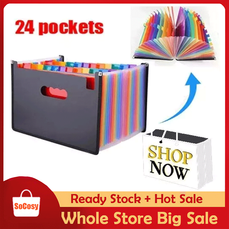 Expanding File Folder 24 Pockets, black Accordion A4 folder | Lazada PH